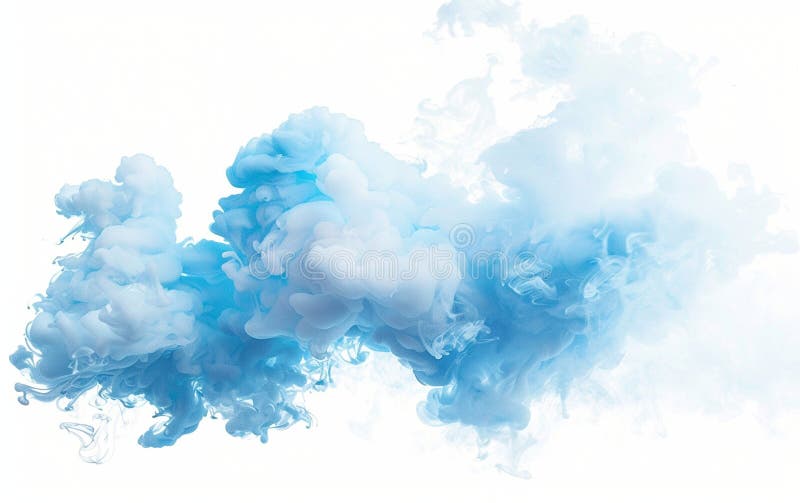 Sky Blue Smoking Explosion on White Background -Generative Ai Stock ...