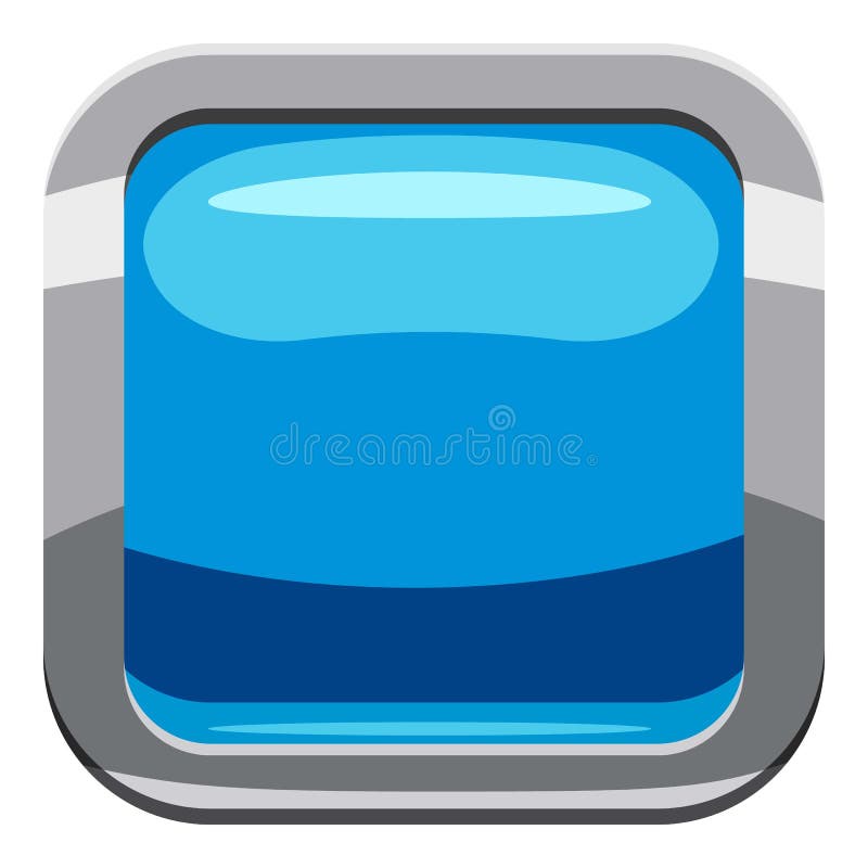 Sky Blue Square Button Icon, Cartoon Style Stock Vector - Illustration ...