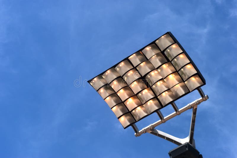 Sky blue stadium lights stock image. Image of illumination - 20809185