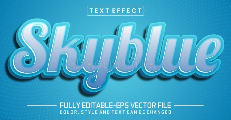 Sky Blue Text Editable Style Effect Stock Vector - Illustration of ...