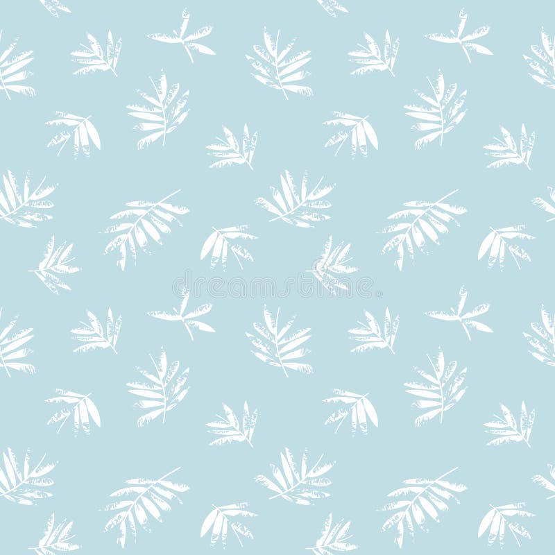 Sky Blue Tropical Botanical Leaf Seamless Pattern Background Stock ...