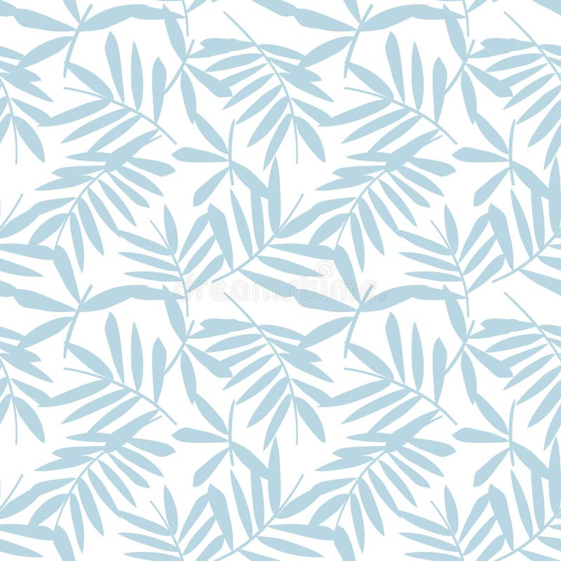 Sky Blue Tropical Botanical Leaf Seamless Pattern Background Stock ...