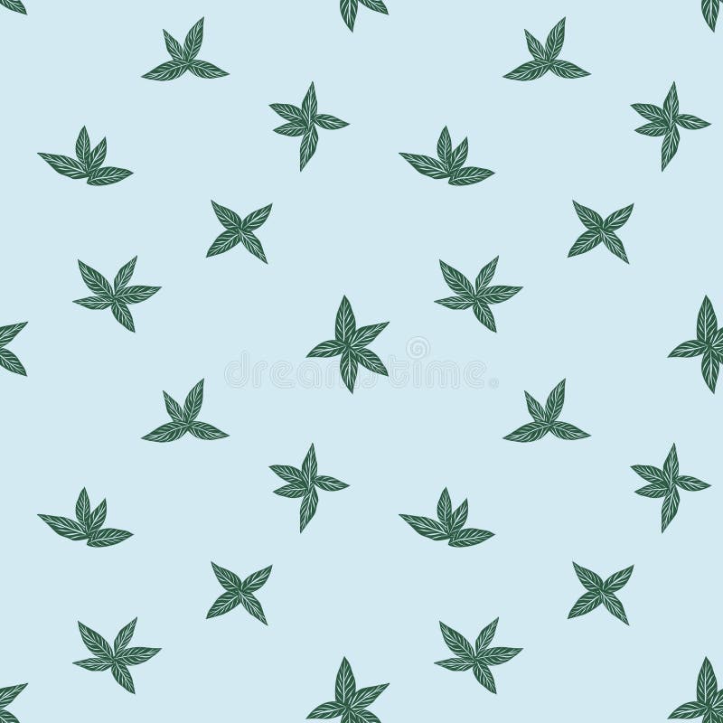 Sky Blue Tropical Botanical Leaf Seamless Pattern Background Stock ...