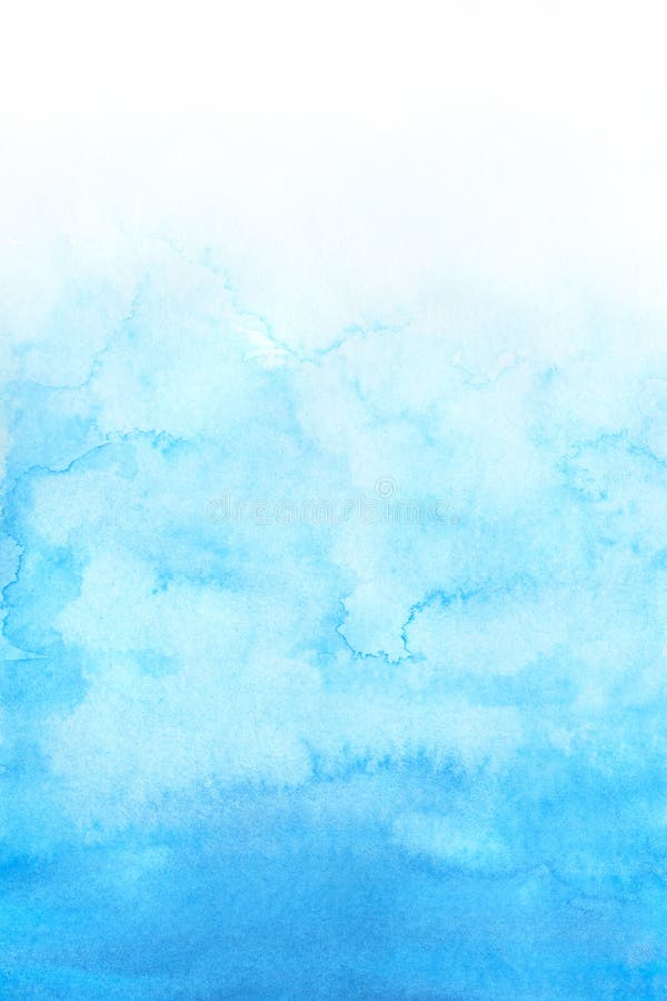 Sky Blue Watercolor Abstract Background. Gradient Fill. Hand Drawn ...