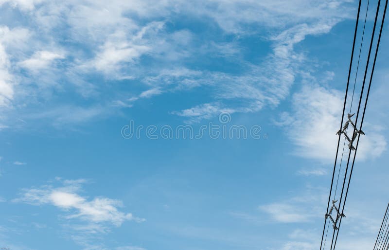 Sky Blue White Clouds Electric Wire Stock Image - Image of light ...