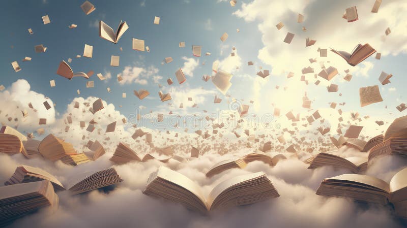 Sky book flying stock illustration. Illustration of beautiful - 360663324