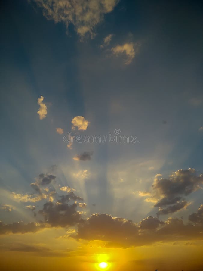Sky with bright sun rays stock photo. Image of purple - 139081422