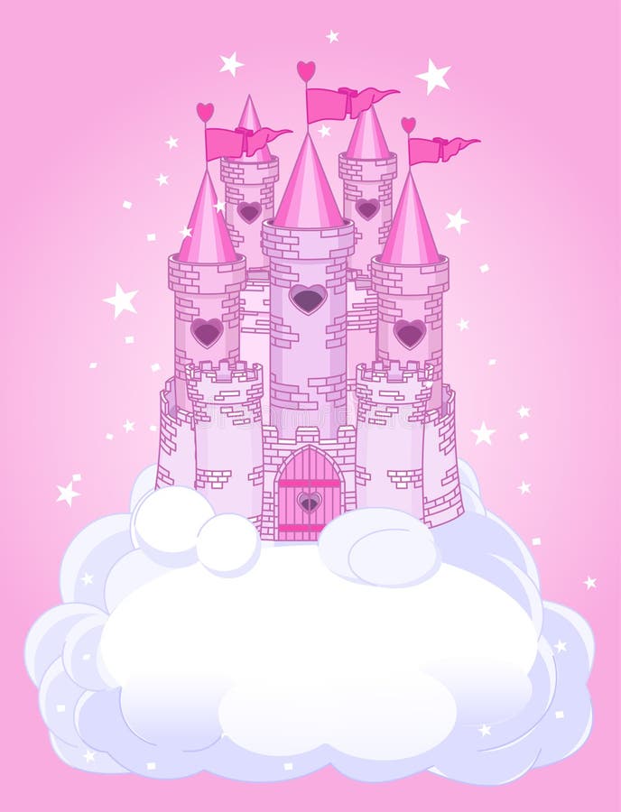 Pink Sky Castle stock vector. Illustration of flag, kingdom - 20374906