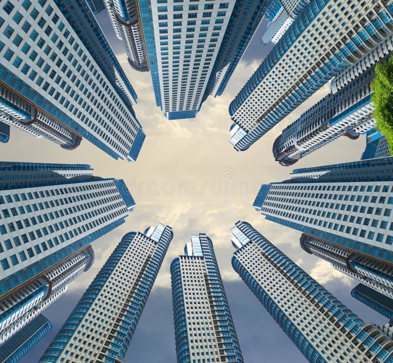 Sky in circle of buildings stock photo. Image of foreign - 204946710