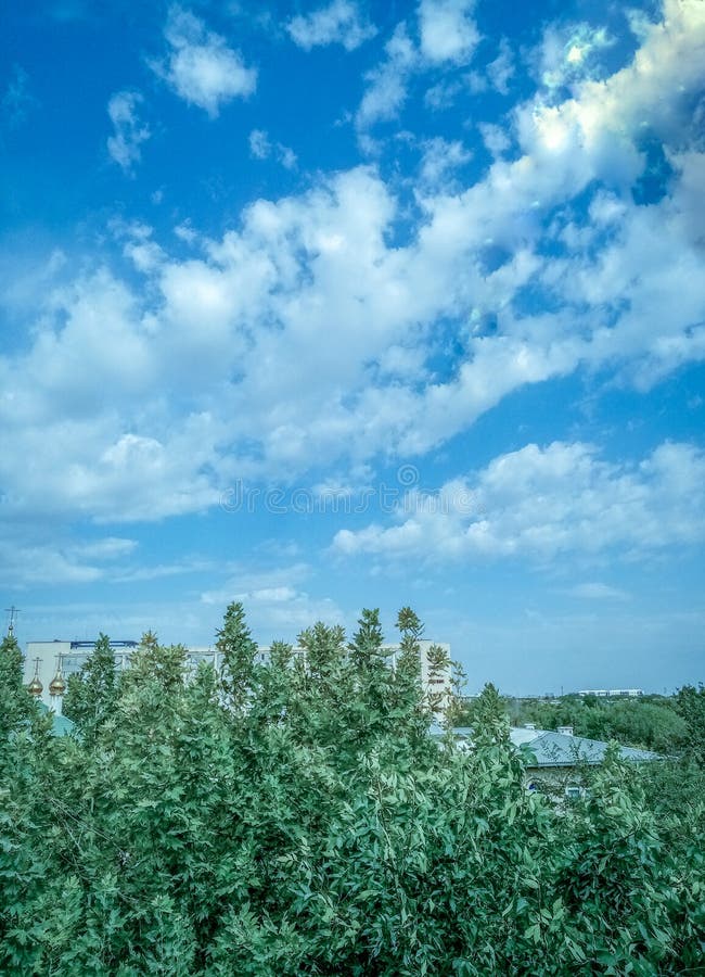 Sky, City, Cloud-sky, Cloud, Tree, Green, Nature Stock Image - Image of ...