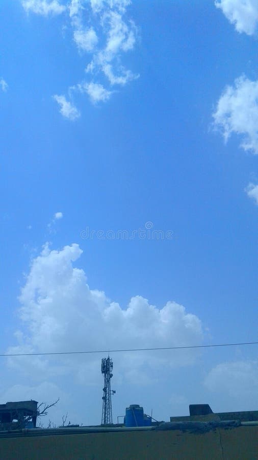 Nice Weather with Pigeon Resting on the Roof with Sky Foreground Stock ...