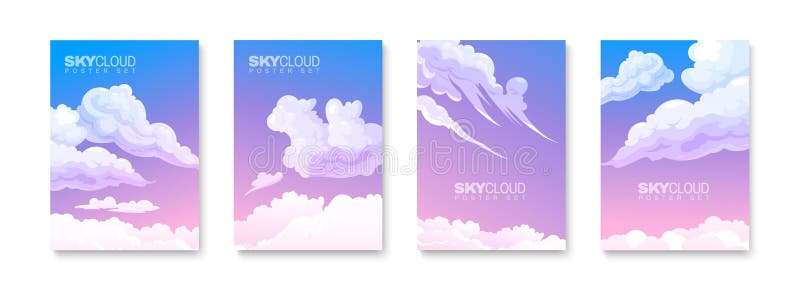 Sky Cloud Posters Set stock vector. Illustration of turquoise - 216771662