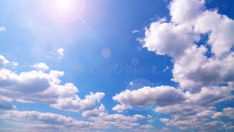 Sky and Cloud with Sun Flare Good Weather Day Background Stock Photo ...