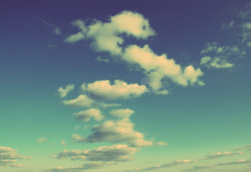 Sky with Clouds Background - Vintage Retro Style Stock Image - Image of ...