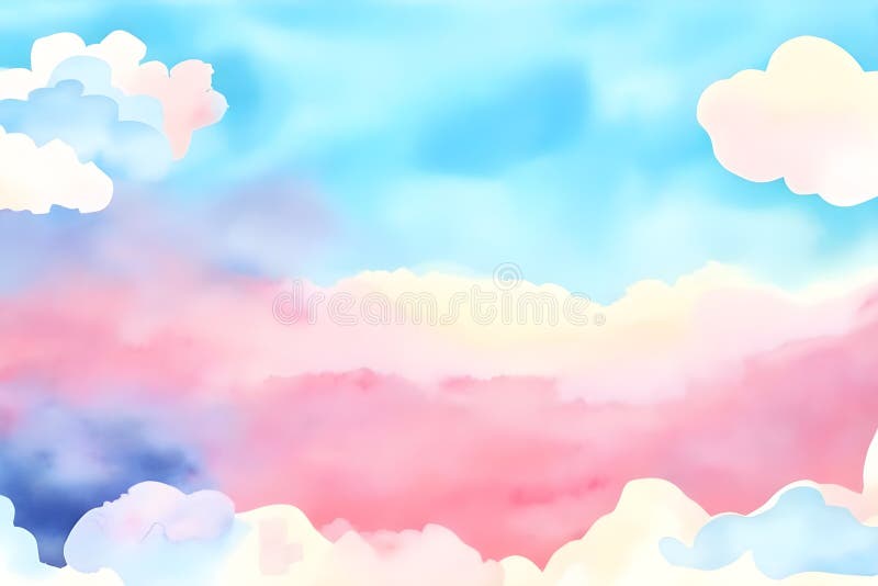 Sky Clouds Background. Watercolor Sky with Clouds Stock Illustration - Illustration of beautiful ...