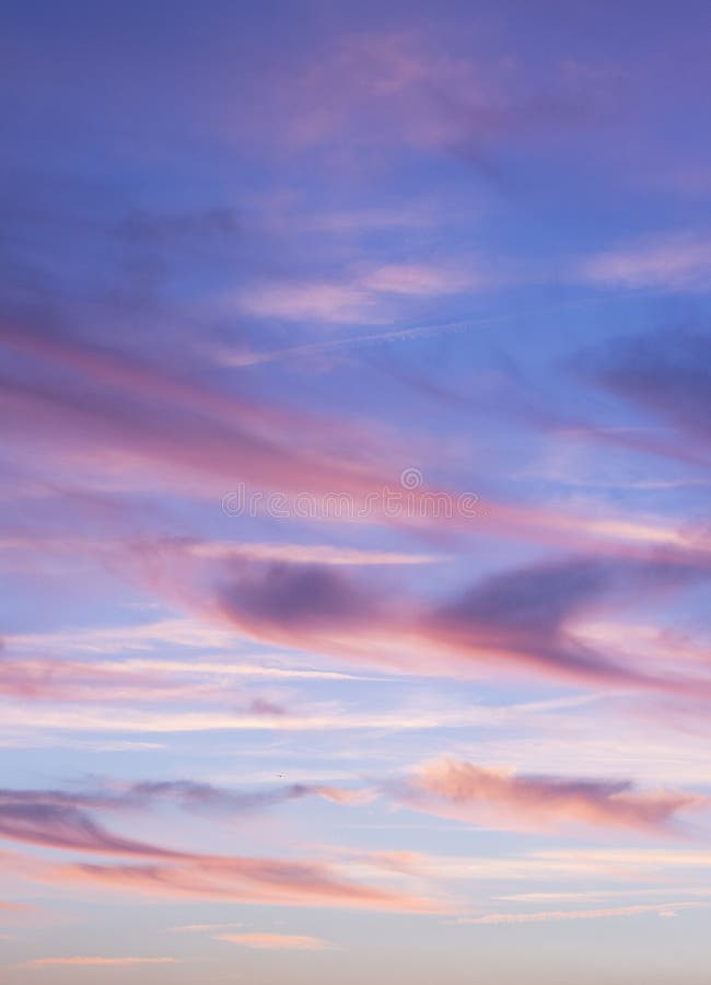 Sky, Bright Blue, Pink and Purple Colors Sunset Stock Photo - Image of ...