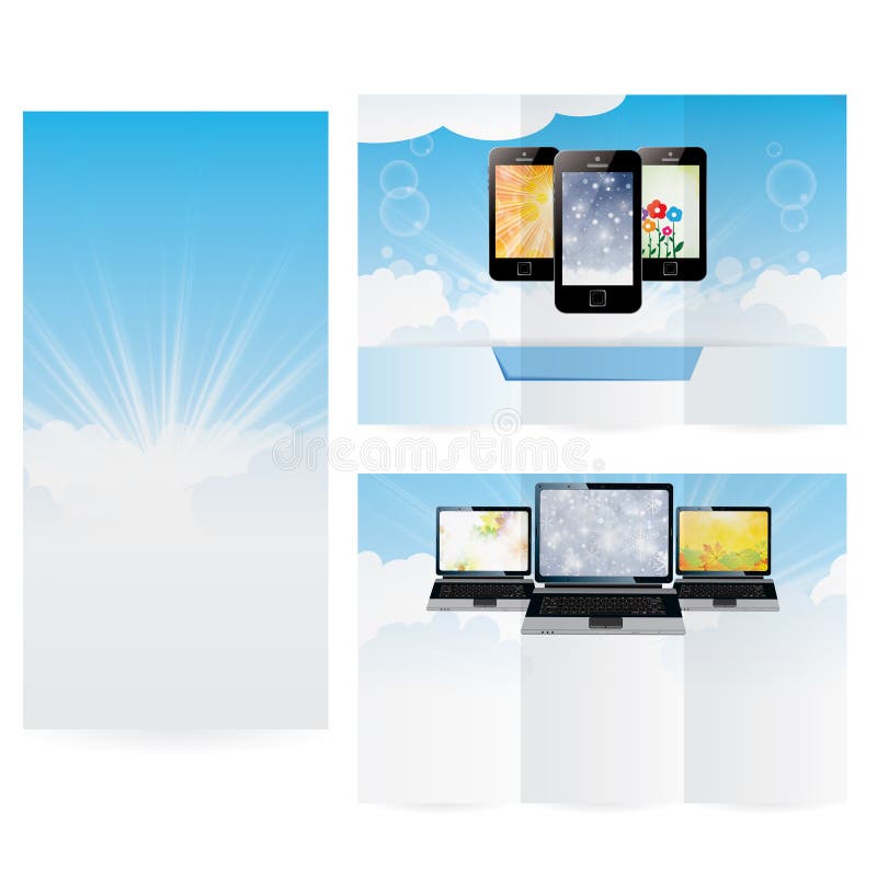 Sky and Clouds Design Folded Brochure Stock Vector - Illustration of ...