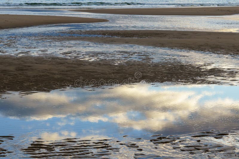 Reflection Sky Shallow Tidal Pool Sandy Beach Stock Photos - Free ...