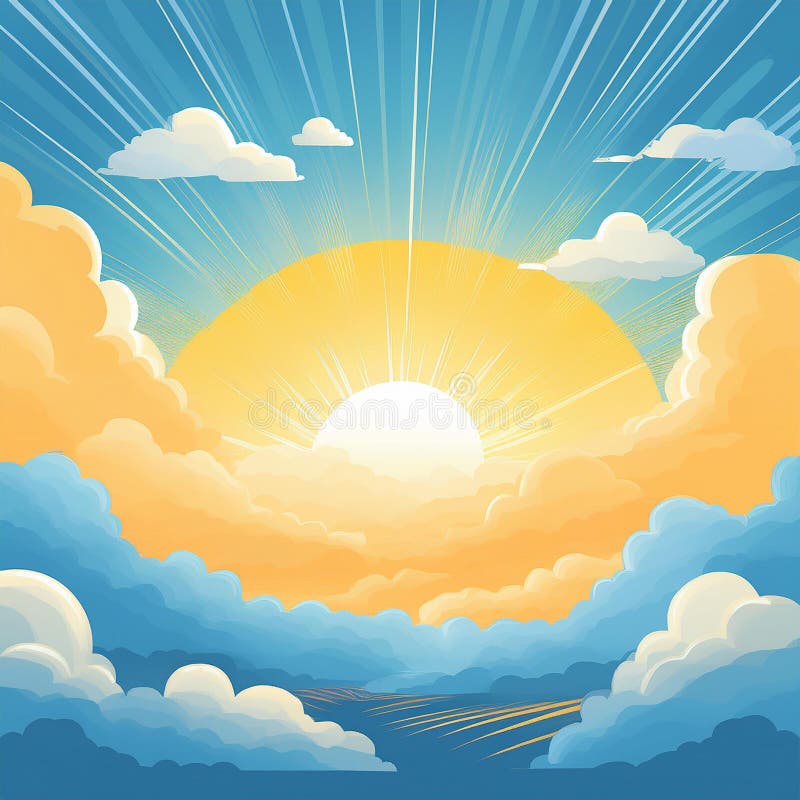 Sky with Clouds. Morning Sky with Glowing Clouds and Rising Sun with ...