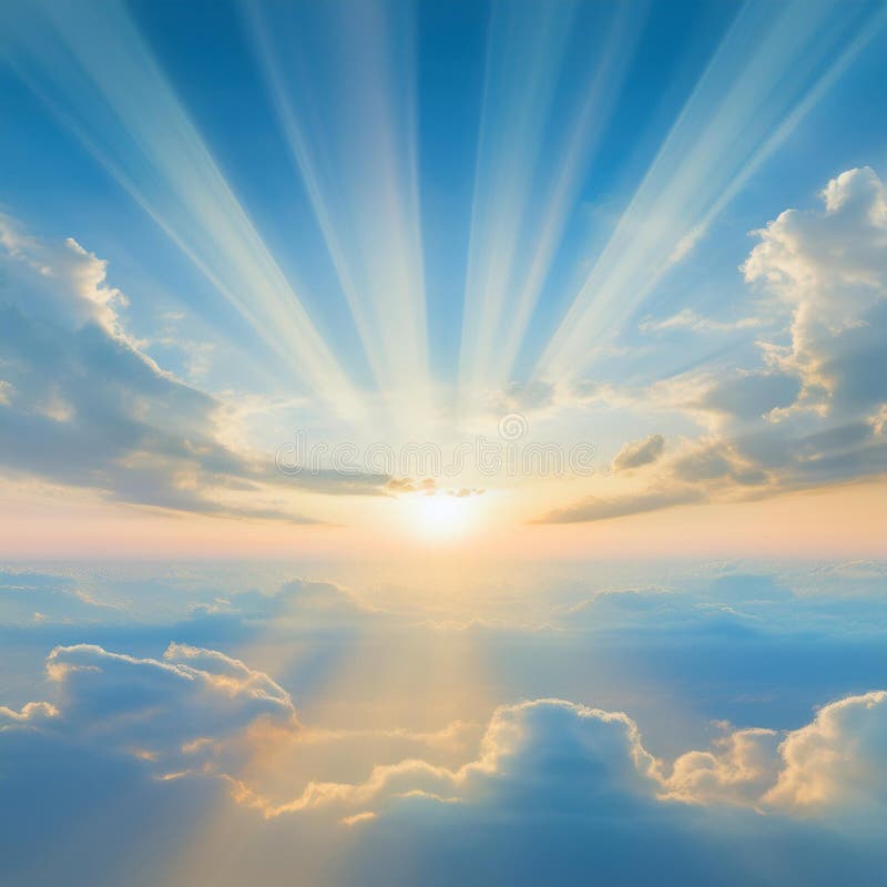 Sky with Clouds. Morning Sky with Glowing Clouds and Rising Sun with ...