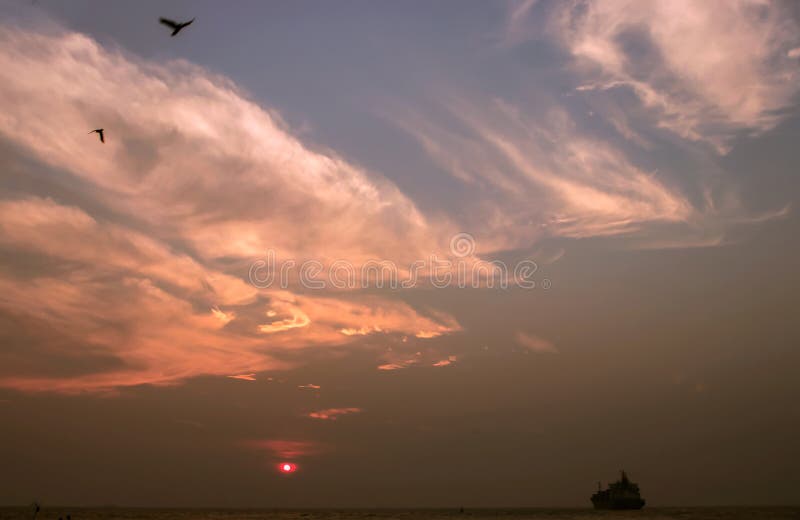 The Sky and Clouds Painted in Red Stock Image - Image of golden ...
