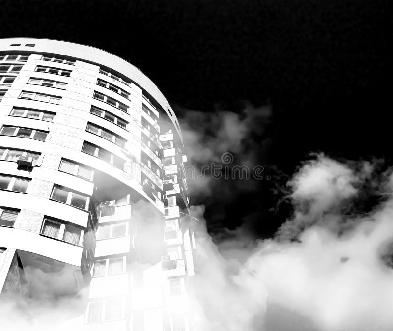 Sky and Clouds Reflection in Skyscrappers. Building from Below Stock ...