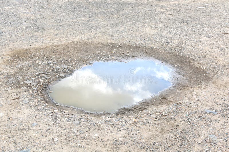 Sky with Clouds Reflection in Water Puddle Stock Photo - Image of ...