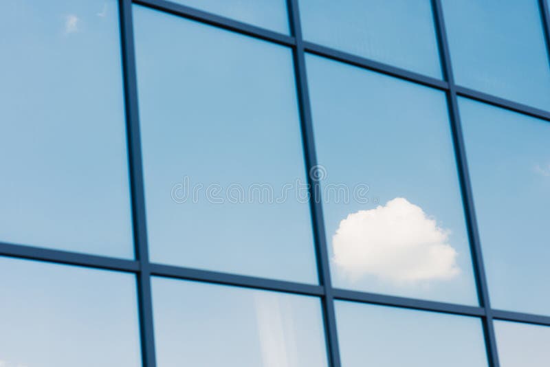 Sky and Clouds Reflection in the Windows of Modern Stock Photo - Image ...