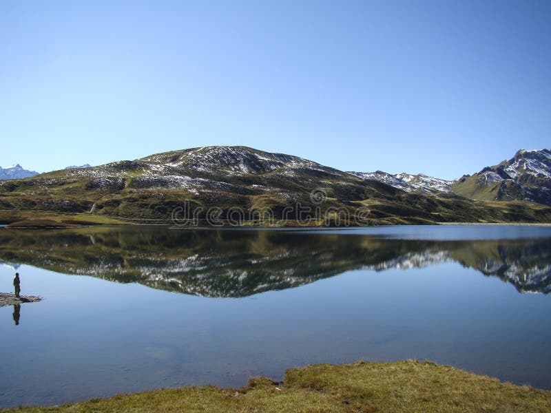 A Sky without Clouds Reflects on the Lake Water Stock Image - Image of ...