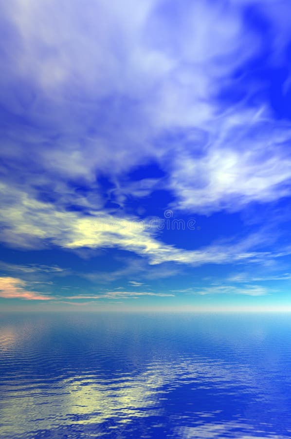 Sky with clouds and sea stock illustration. Illustration of sunny ...