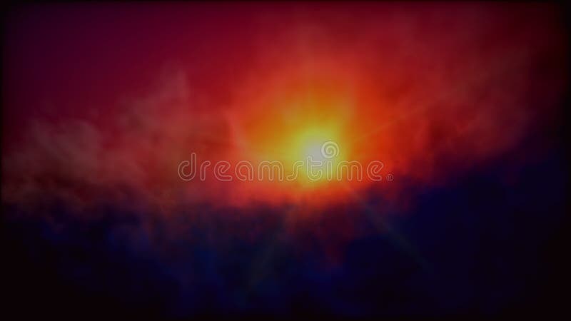 Sky with Clouds and the Shining Sun Red-blue Tones, Disaster, 3d Render ...