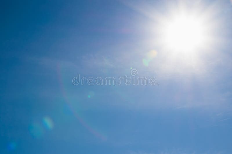 Sky with Clouds and Sun, Blue Sky Background Stock Image - Image of ...