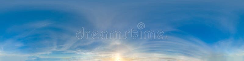 Sky 360 with Clouds and Sun. Image with 3D Spherical Panorama with 360 ...