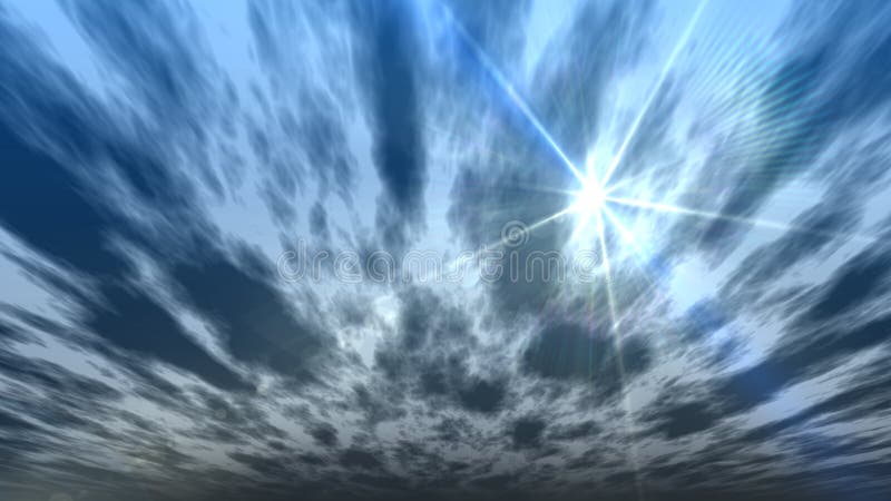 Sky Clouds Sun Ray, 3d Render Stock Illustration - Illustration of ...