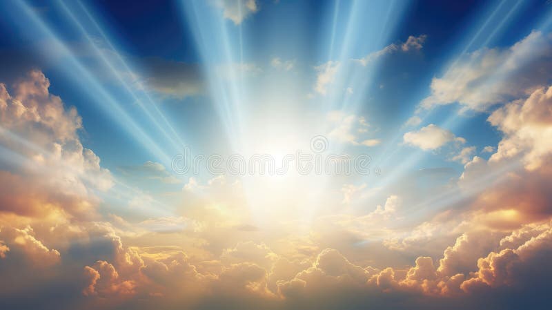 Sky clouds sun rays stock illustration. Illustration of viewer - 373620901