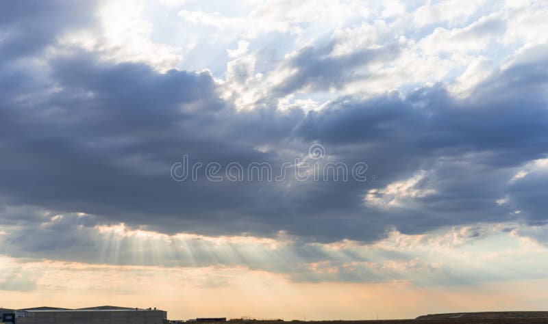 Sky with Clouds and Sunlight at Sunset. Colorful and Cheerful, W Stock ...