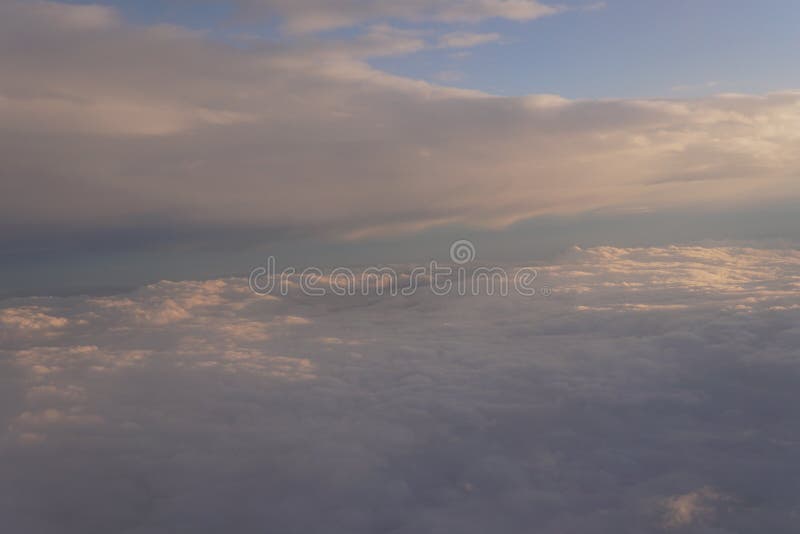 Sky with Clouds at Sunset from Inside the Plane Landscape Stock Image ...