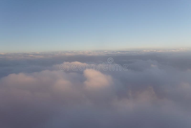 Sky with Clouds at Sunset from Inside the Plane Landscape Stock Image ...