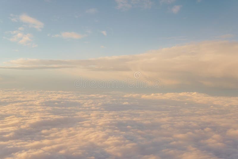 Sky with Clouds at Sunset from Inside the Plane Landscape Stock Image ...