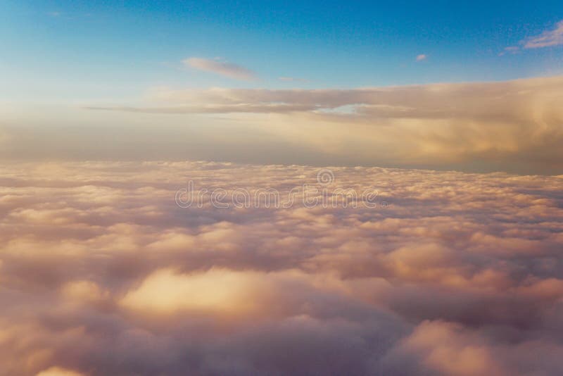 Sky with Clouds at Sunset from Inside the Plane Landscape Stock Photo ...