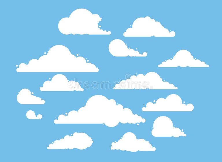 Sky Clouds Vector Illustration. Cloudscape Weather Abstract Air Shape ...