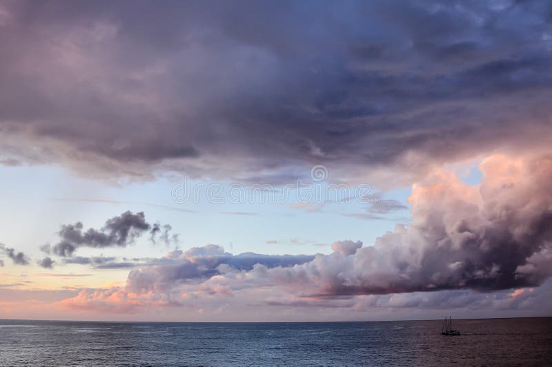 The Sky is Cloudy and the Sun is Setting Stock Photo - Image of dark ...