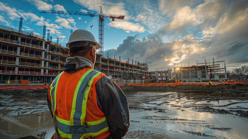 The Sky is Cloudy and the Sun is Setting Stock Illustration ...