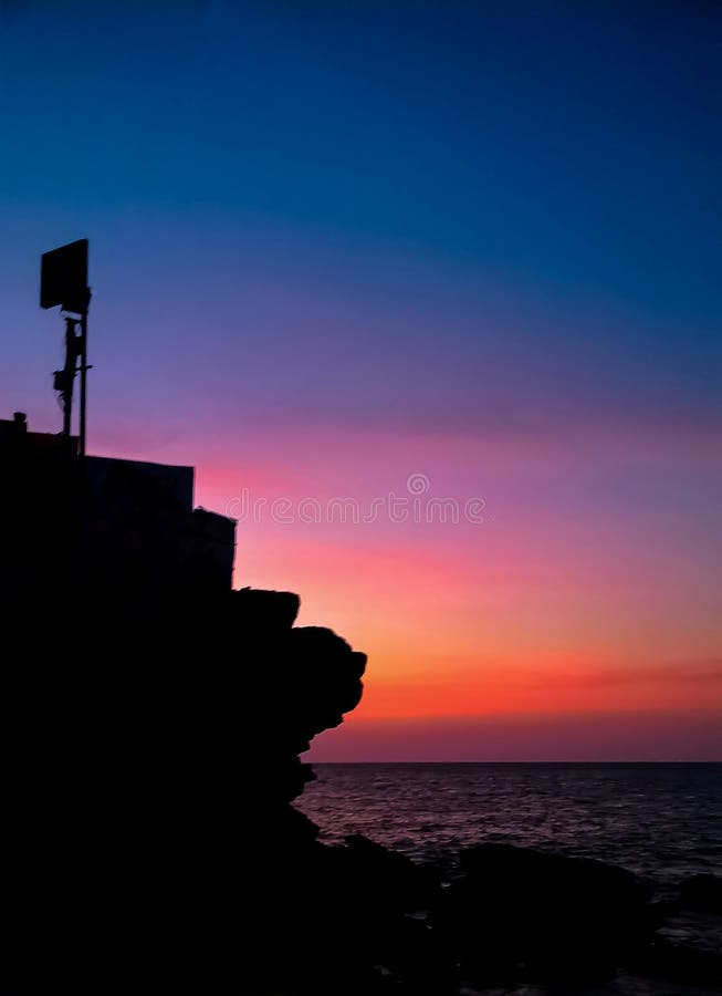 Sky Colours on Sunset Rock Sea Landscape Stock Photo - Image of ...