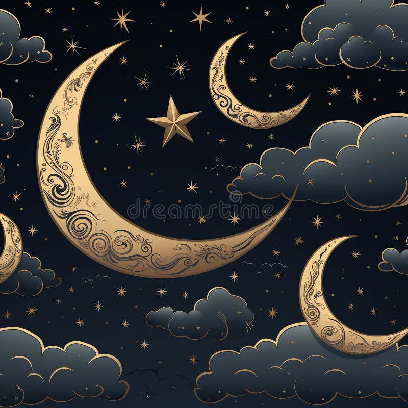 Sky Crescent Moon Background, Design Seamless Pattern, for Nursery ...