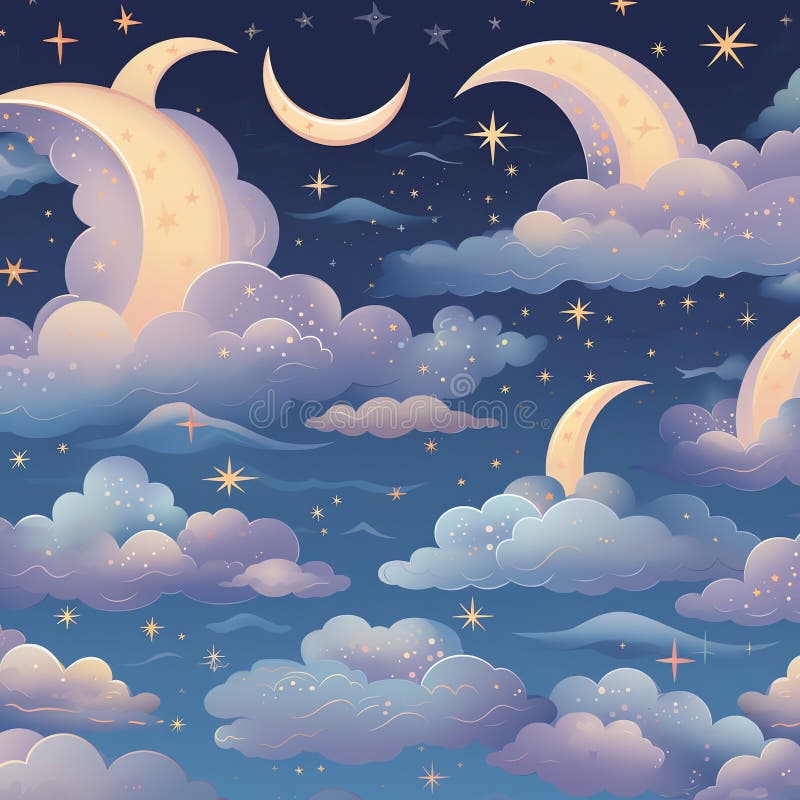 Sky Crescent Moon Background, Design Seamless Pattern, for Nursery ...