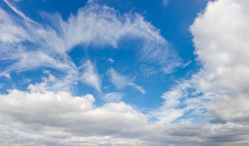 Sky with Cumulus and Cirrus Clouds Stock Photo - Image of weather ...