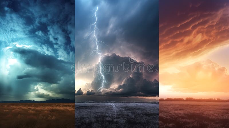 Lightning Storm Collage Stock Illustrations – 219 Lightning Storm ...