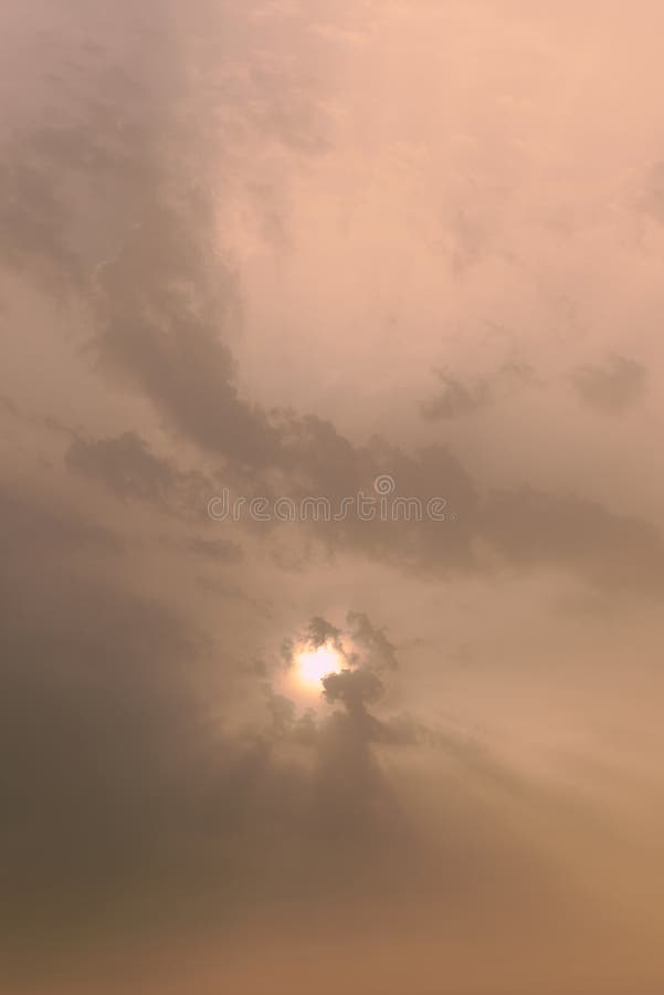 A Sky, with Diffused Sun, Clouds, Colourful Stock Image - Image of ...