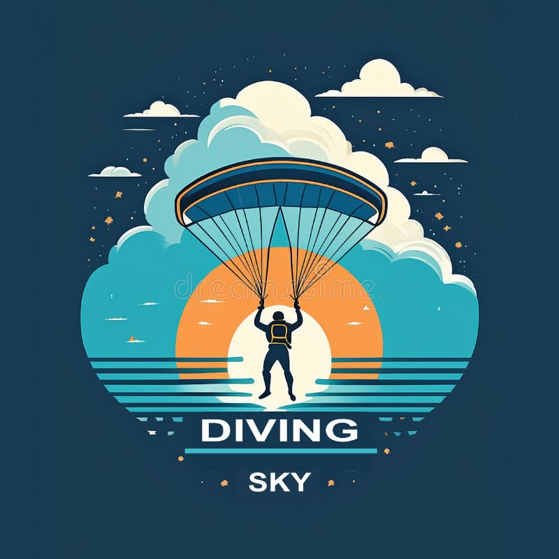 Sky Diving T Shirt Design stock illustration. Illustration of outdoor ...